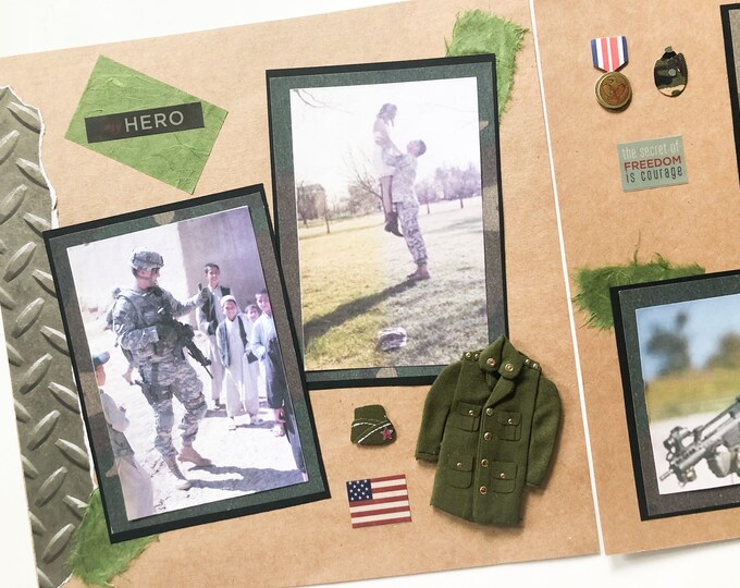 Army Scrapbook Pages - Premade Army Layout - Military Pages - Etsy