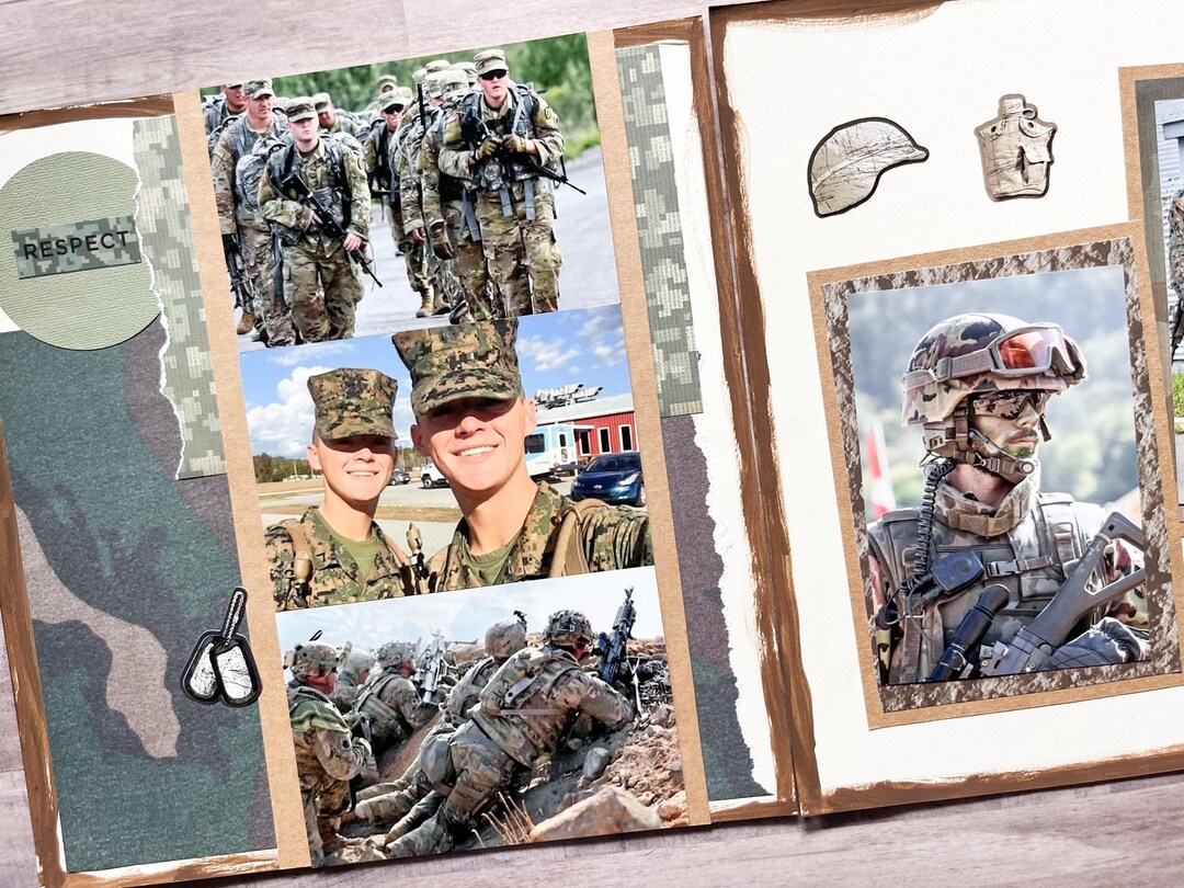 Army Scrapbook Pages - Premade Army Layout - Military Pages - Etsy