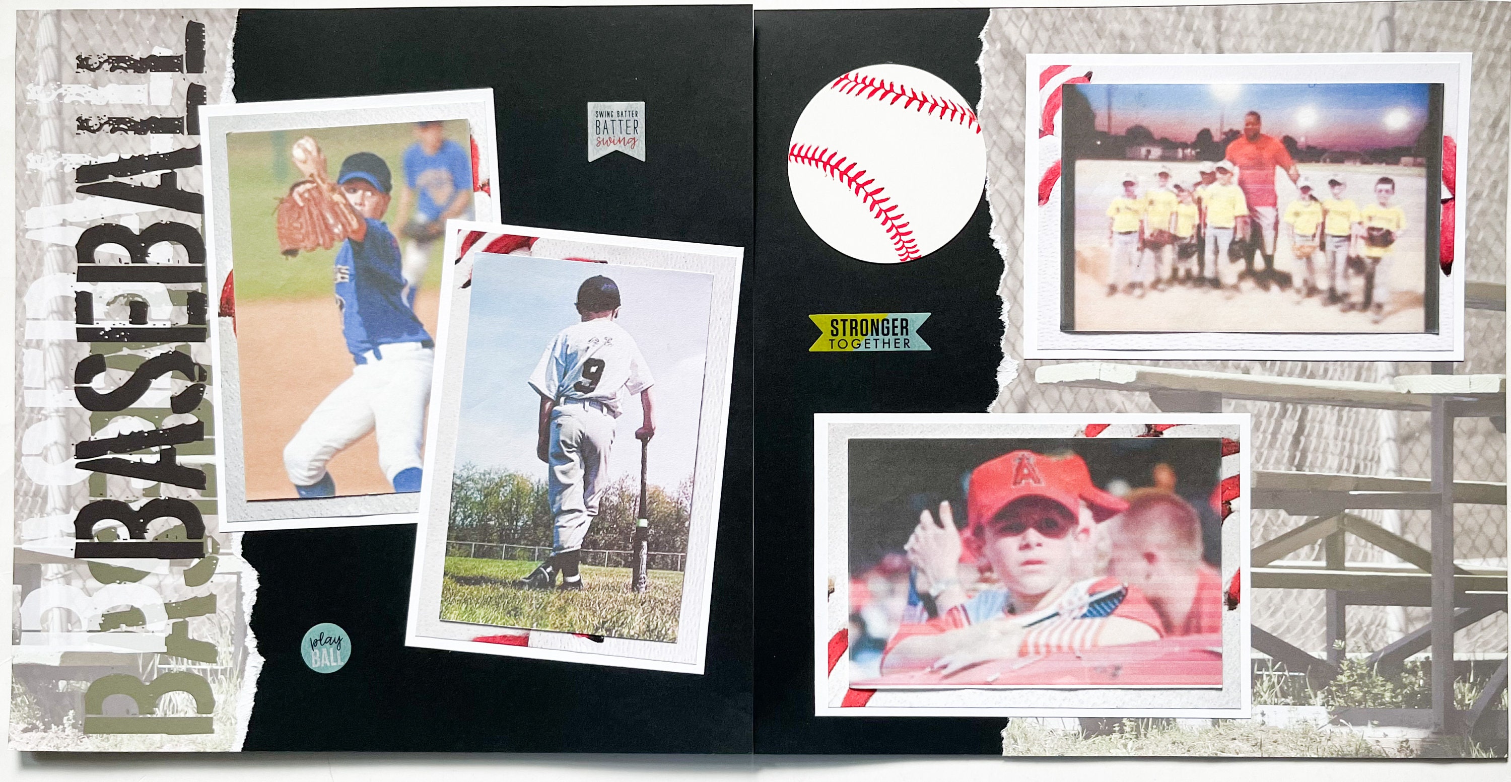 12 by 12 Premade Baseball Pages- Baseball Scrapbook Layout - Premade ...