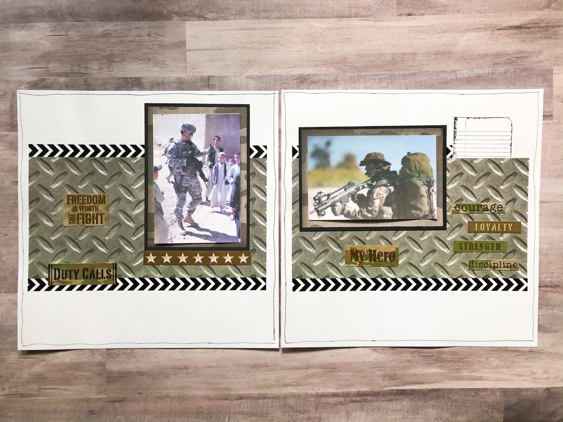 Premade Army Scrapbook Pages Army Layouts Military Pages | Etsy