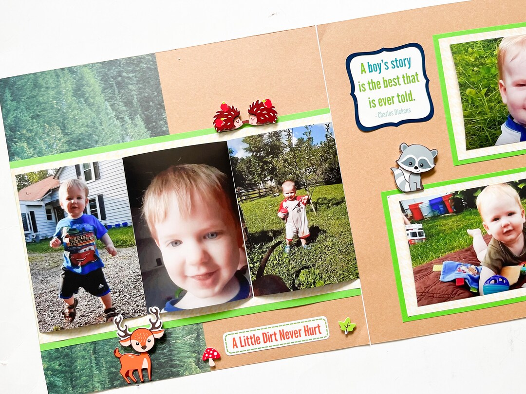 Boy Scrapbook Layout - Outdoor Pages - 12 by 12 Boy Layouts - Premade ...