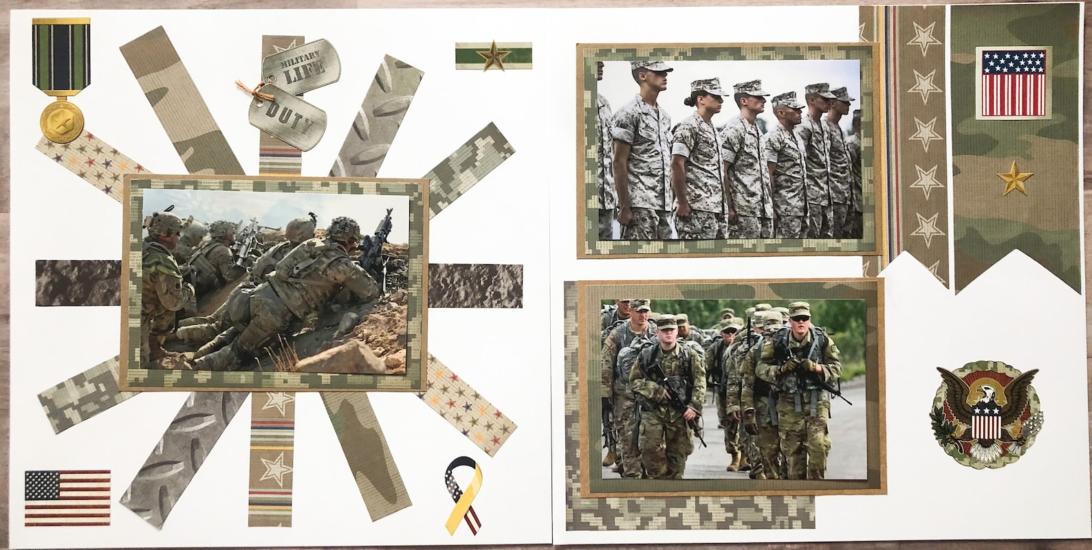 Army Scrapbook Pages Premade Army Layout Military Pages 12 by 12 Army ...