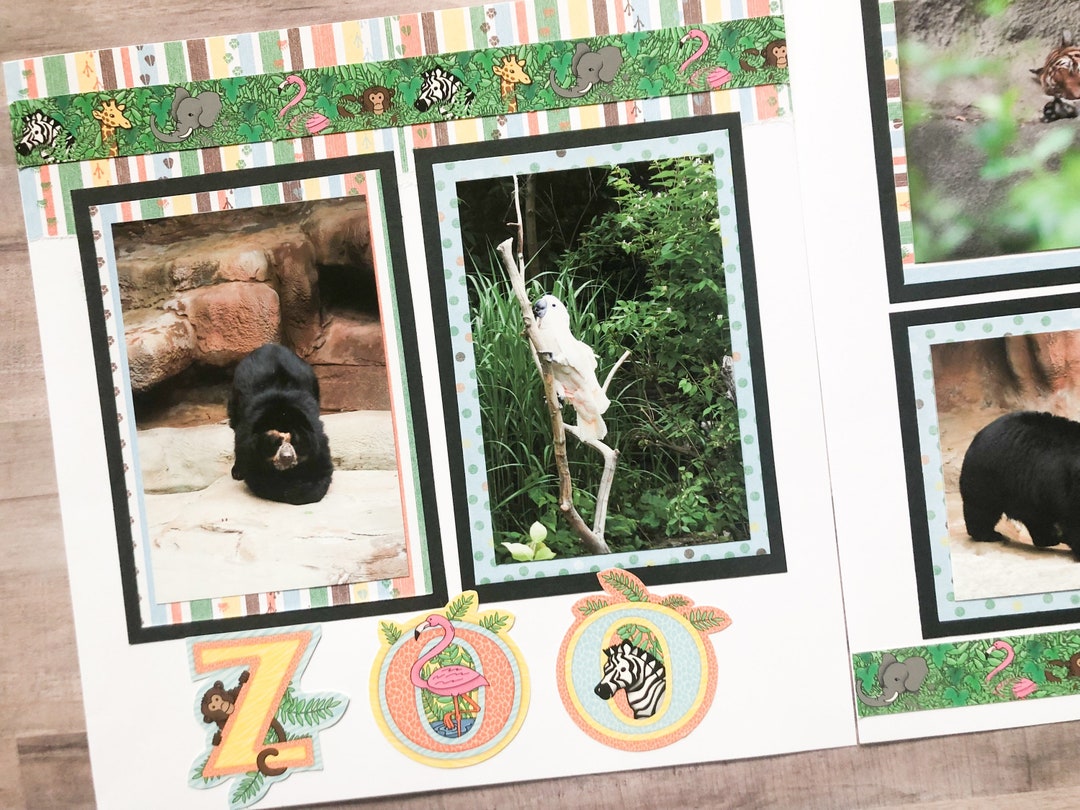 Zoo Scrapbook Pages - Premade Zoo Scrapbook Layouts - Summer Fun Pages ...