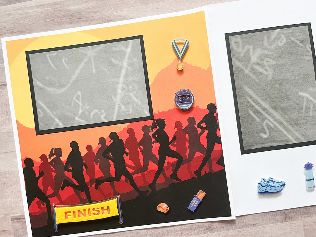 Track Scrapbook Layout - Premade Running Track Layouts - 12 by 12 ...