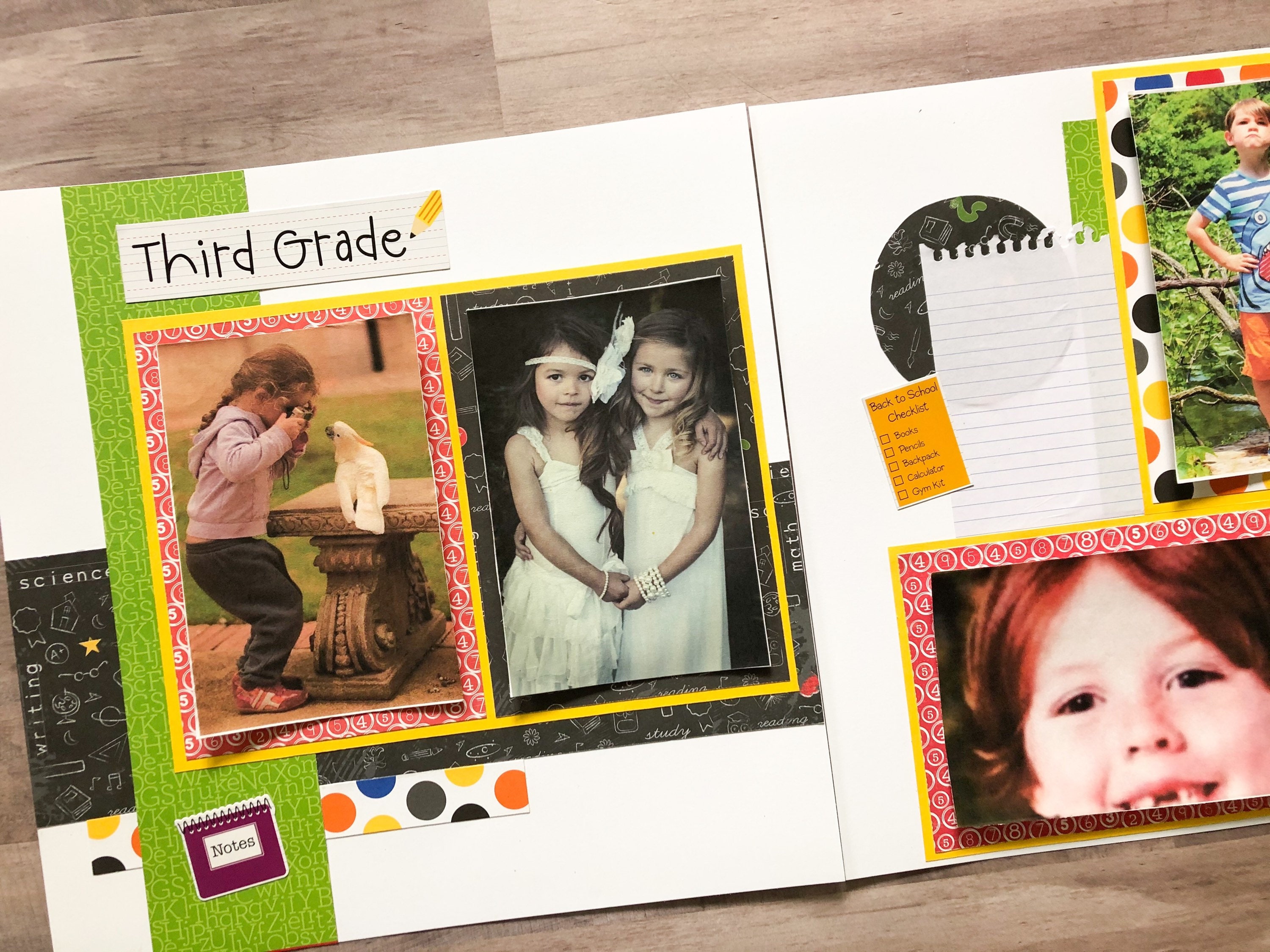 Third Grade Scrapbook Pages - Back to School Layout - Premade Third ...