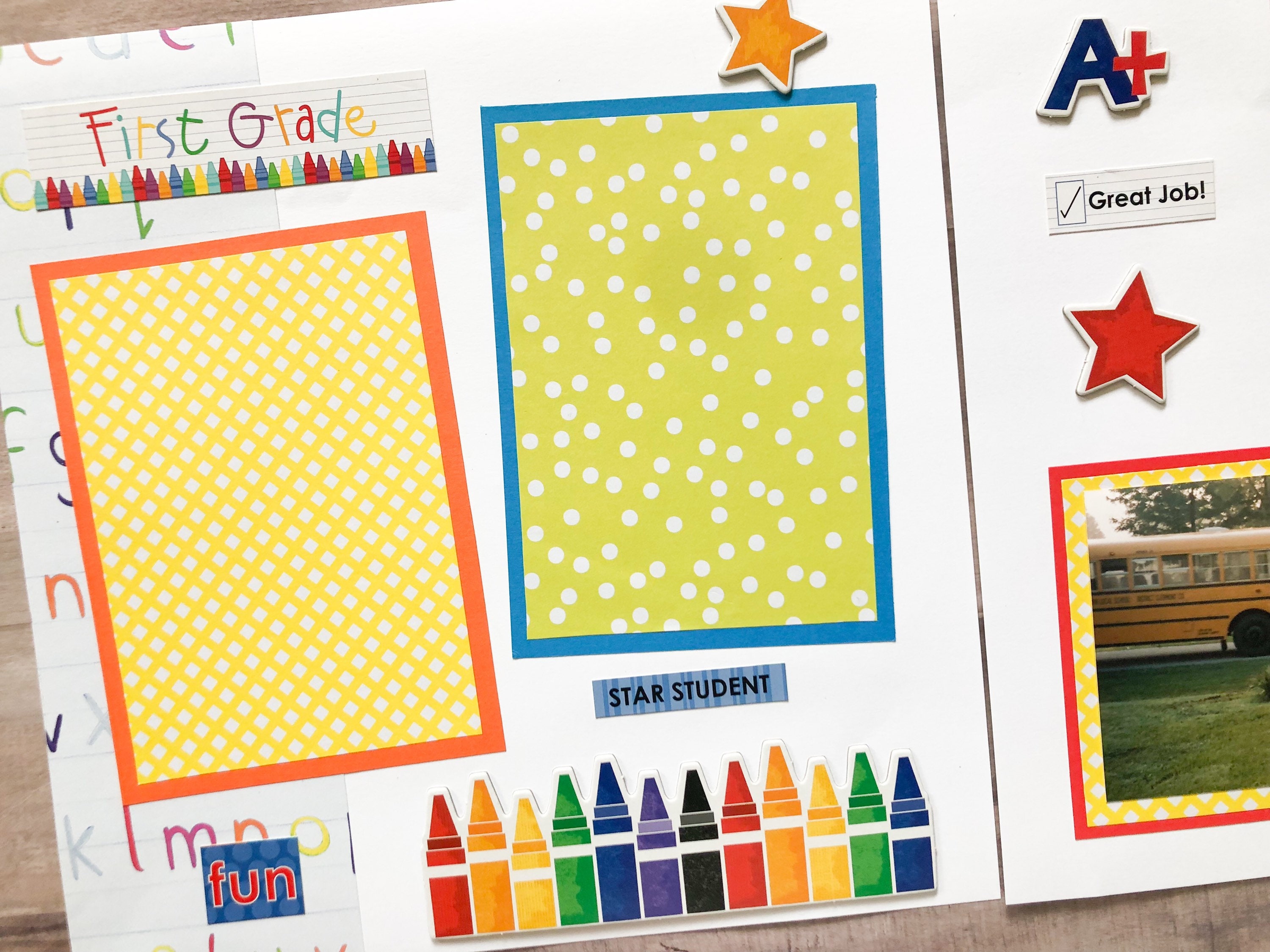 First Grade Scrapbook Pages - Back to School Layout - Premade First ...