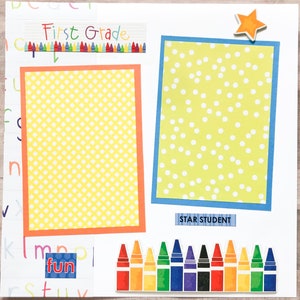 First Grade Scrapbook Pages - Back to School Layout - Premade First ...