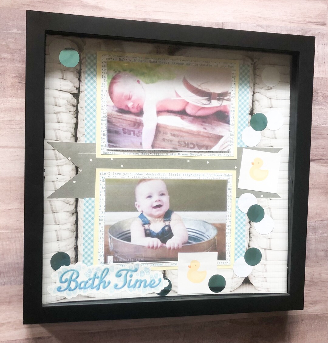 Baby Boy Shadow Box Layout - Baby Boy Gift - 12 by 12 Baby Boy Layout ...