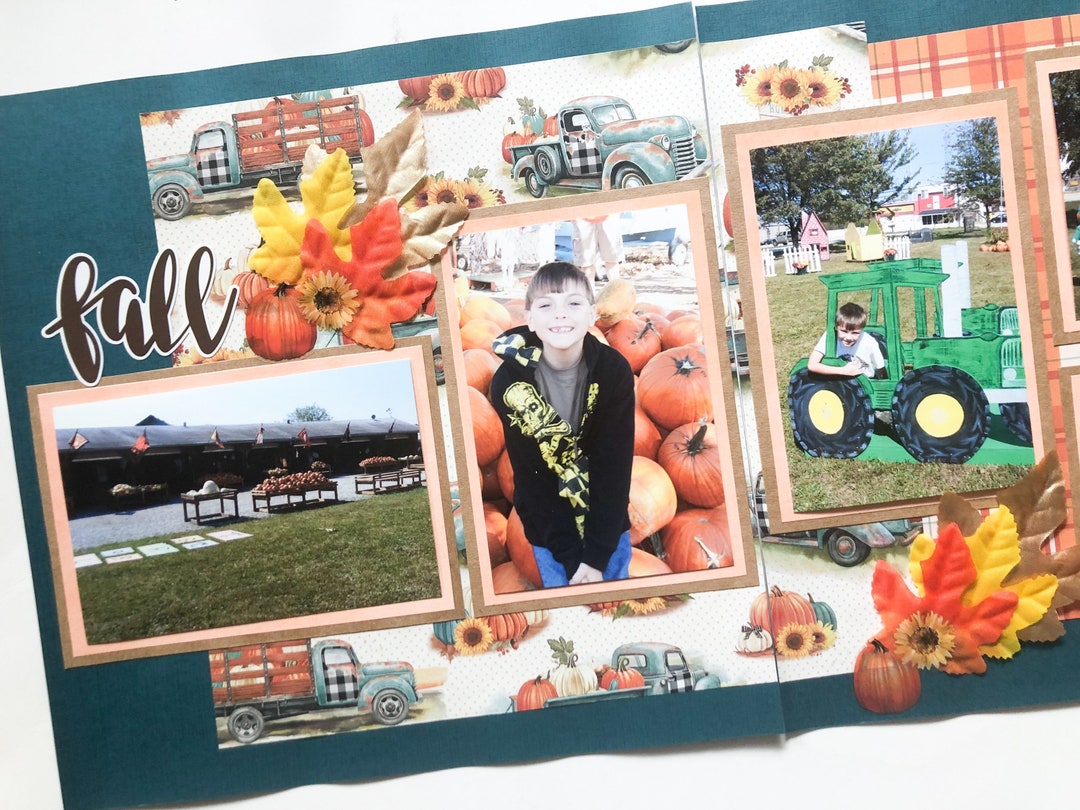 Autumn Scrapbook Layouts - Fall Layouts - Premade Pumpkin Pages - Fall ...