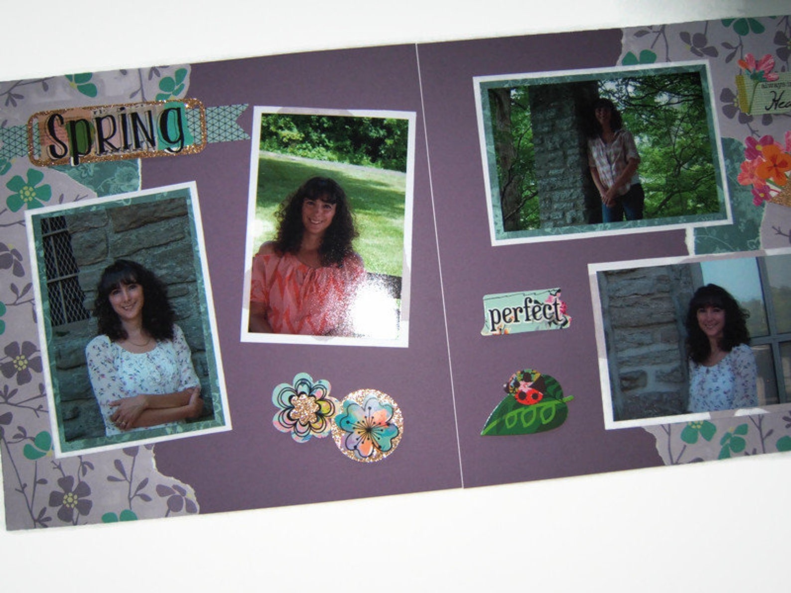 Spring Scrapbook Layouts 12 by 12 Family Scrapbook Pages Premade Girl ...