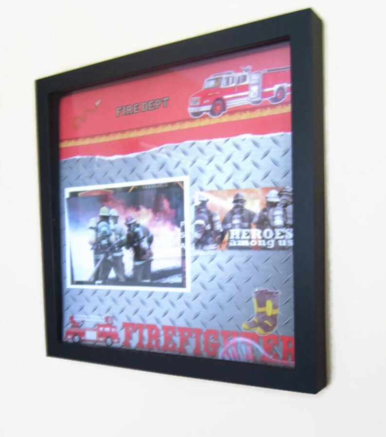 Fathers Day Gift Idea Fireman Scrapbook Pages Shadow Box - Etsy
