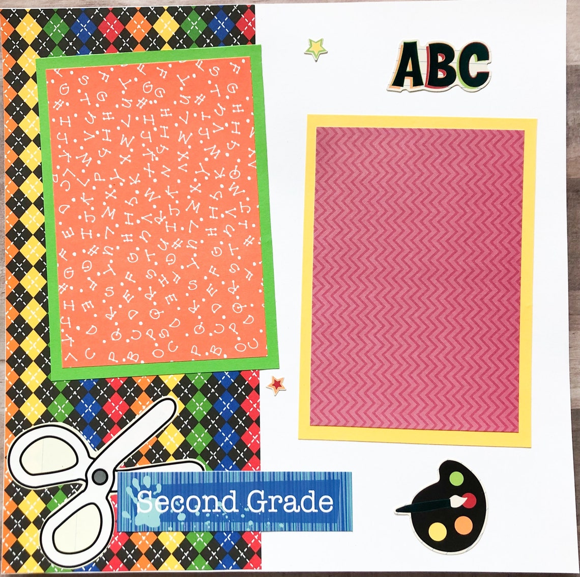 Second Grade Scrapbook Pages Back to School Layout Premade - Etsy