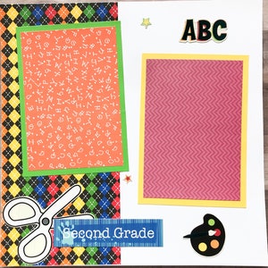 Second Grade Scrapbook Pages - Back to School Layout - Premade Second ...