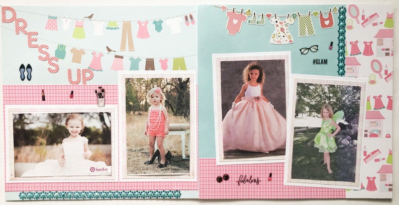 Premade Dress up Scrapbook Layout - Girl Scrapbook Layouts - Girl Dress ...