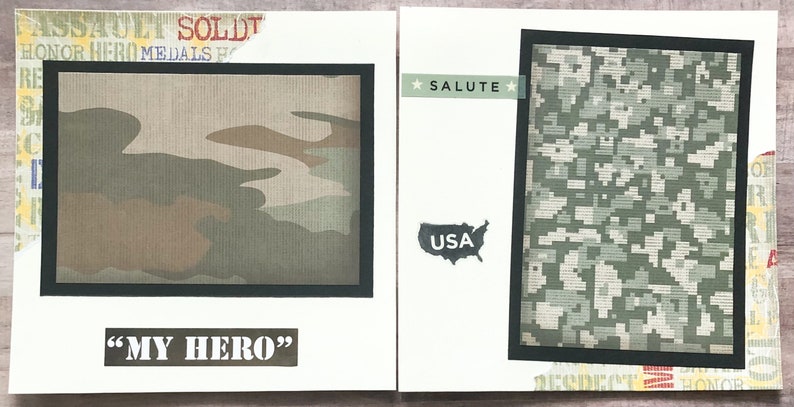 Army Scrapbook Album - Premade 8 by 8 Army Scrapbook - Military Album ...