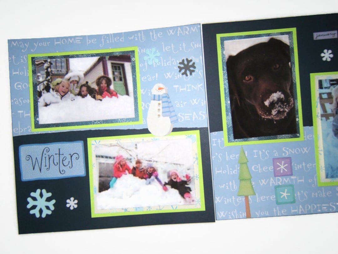Winter Scrapbook Pages - Snow Layout - Premade Winter Pages - Etsy