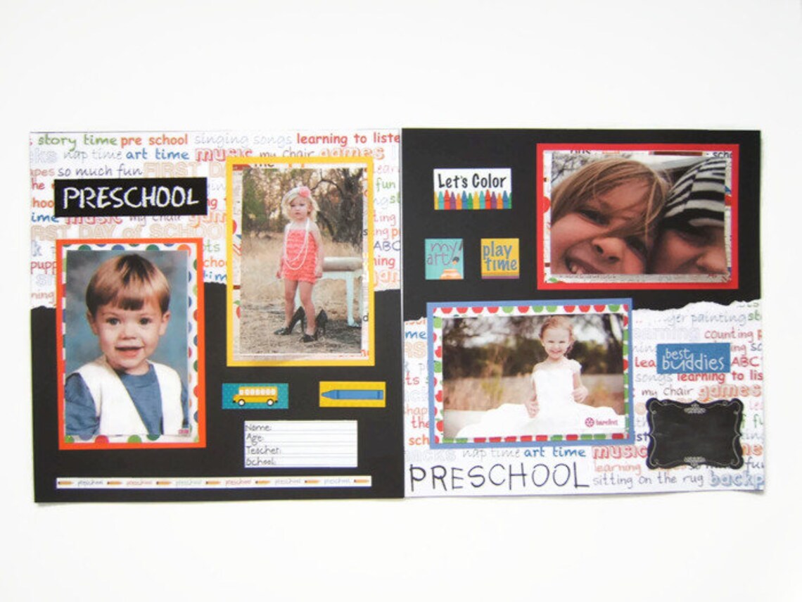Back to School Pages Preschool Scrapbook Pages Premade - Etsy