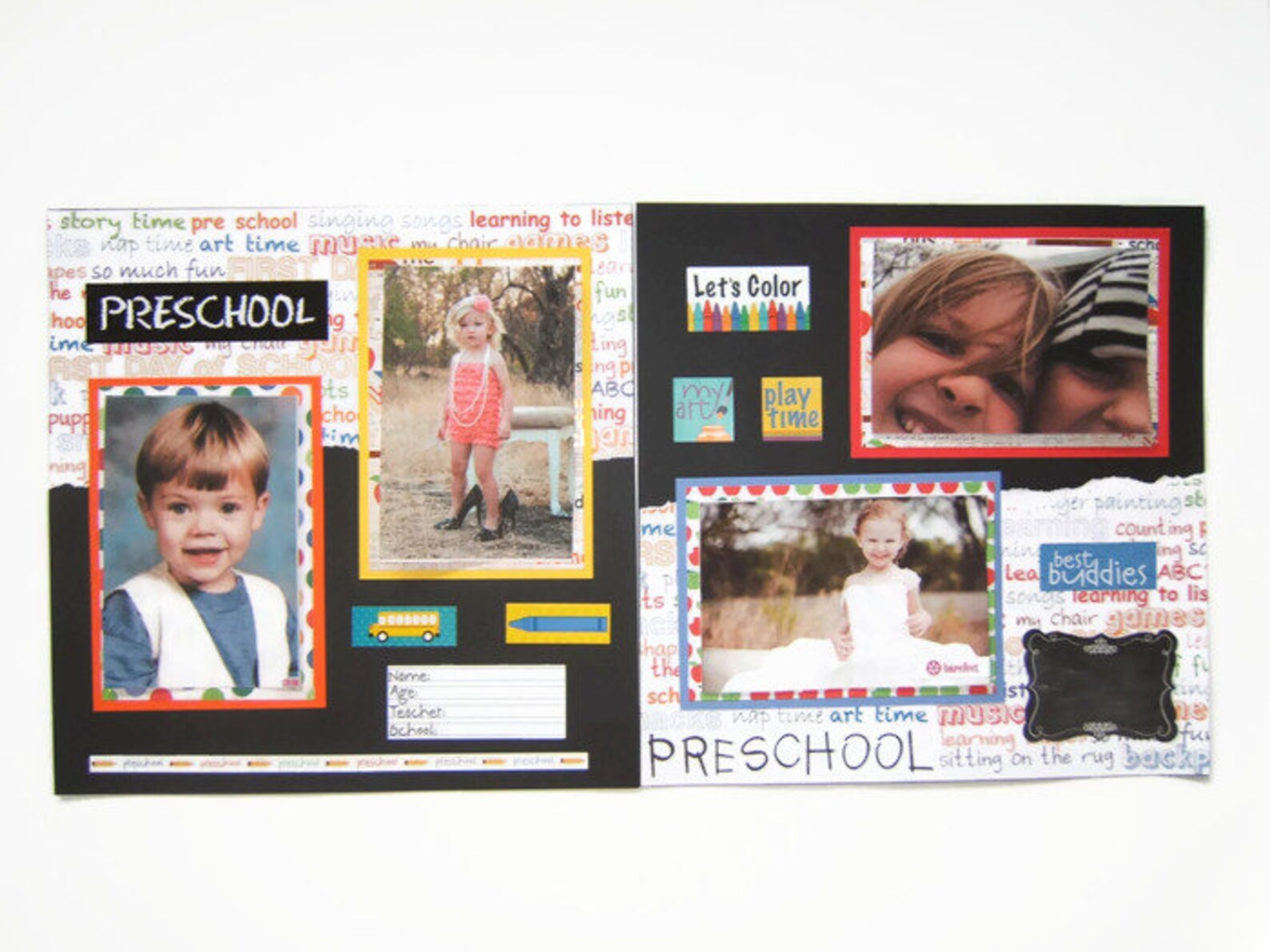 Back to School Pages Preschool Scrapbook Pages Premade Preschool ...