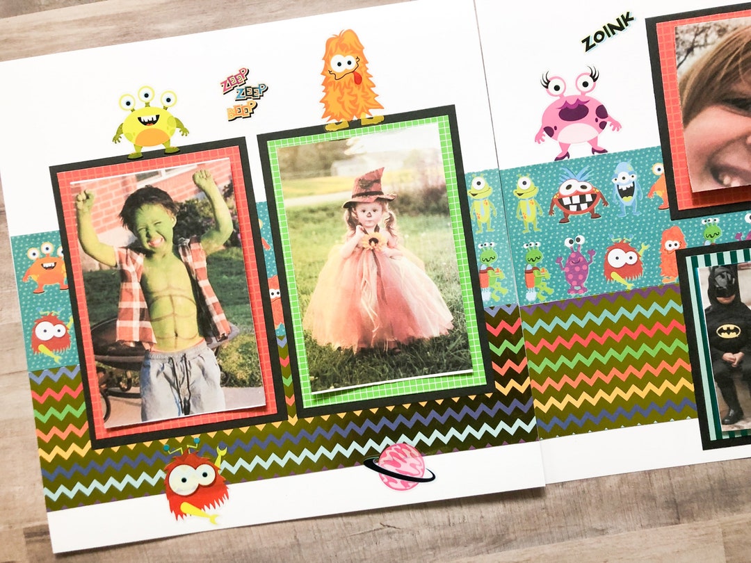 Alien Scrapbook Pages - Alien Scrapbook Layout - Halloween Premade ...