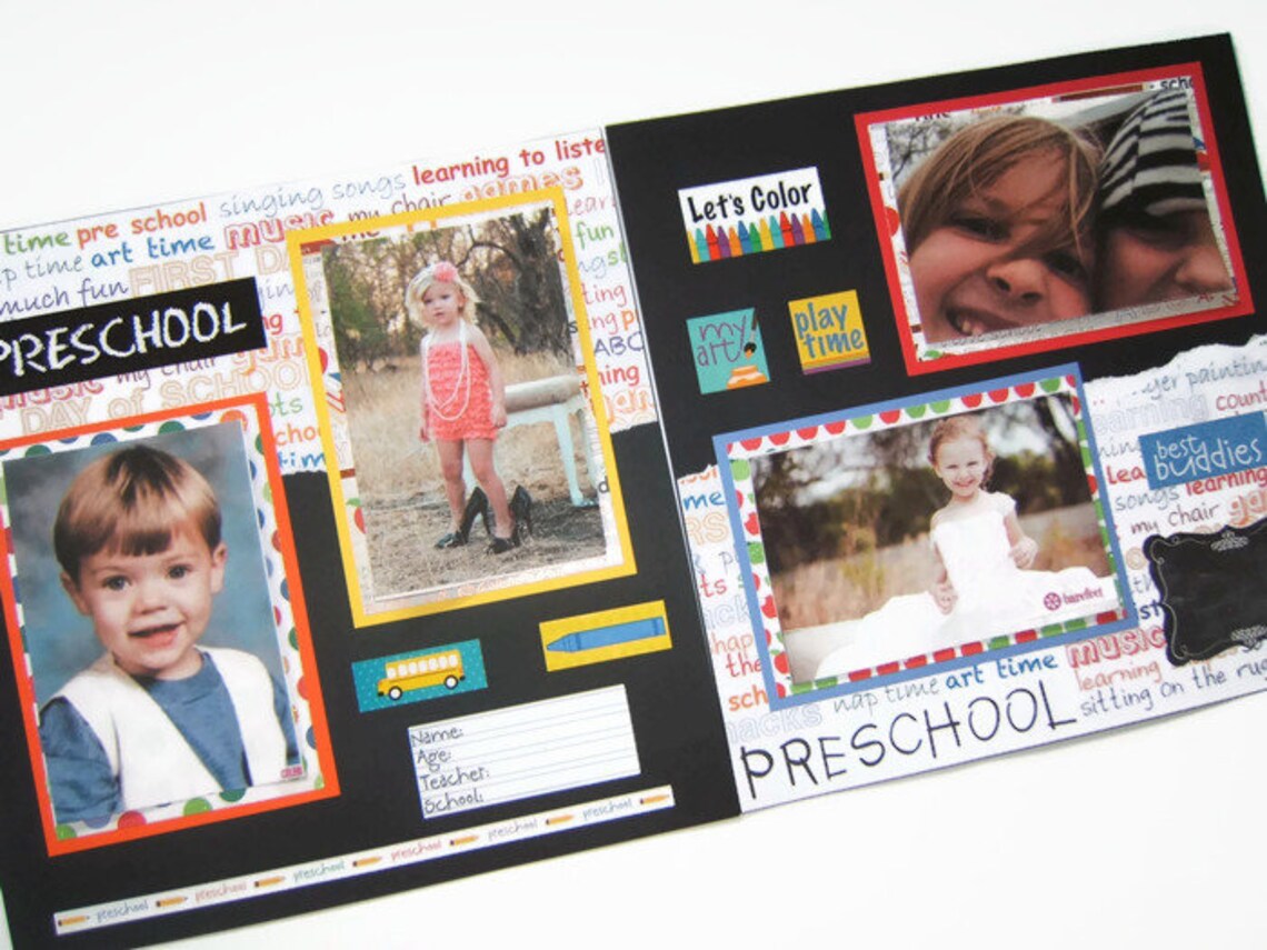 Back to School Pages Preschool Scrapbook Pages Premade - Etsy