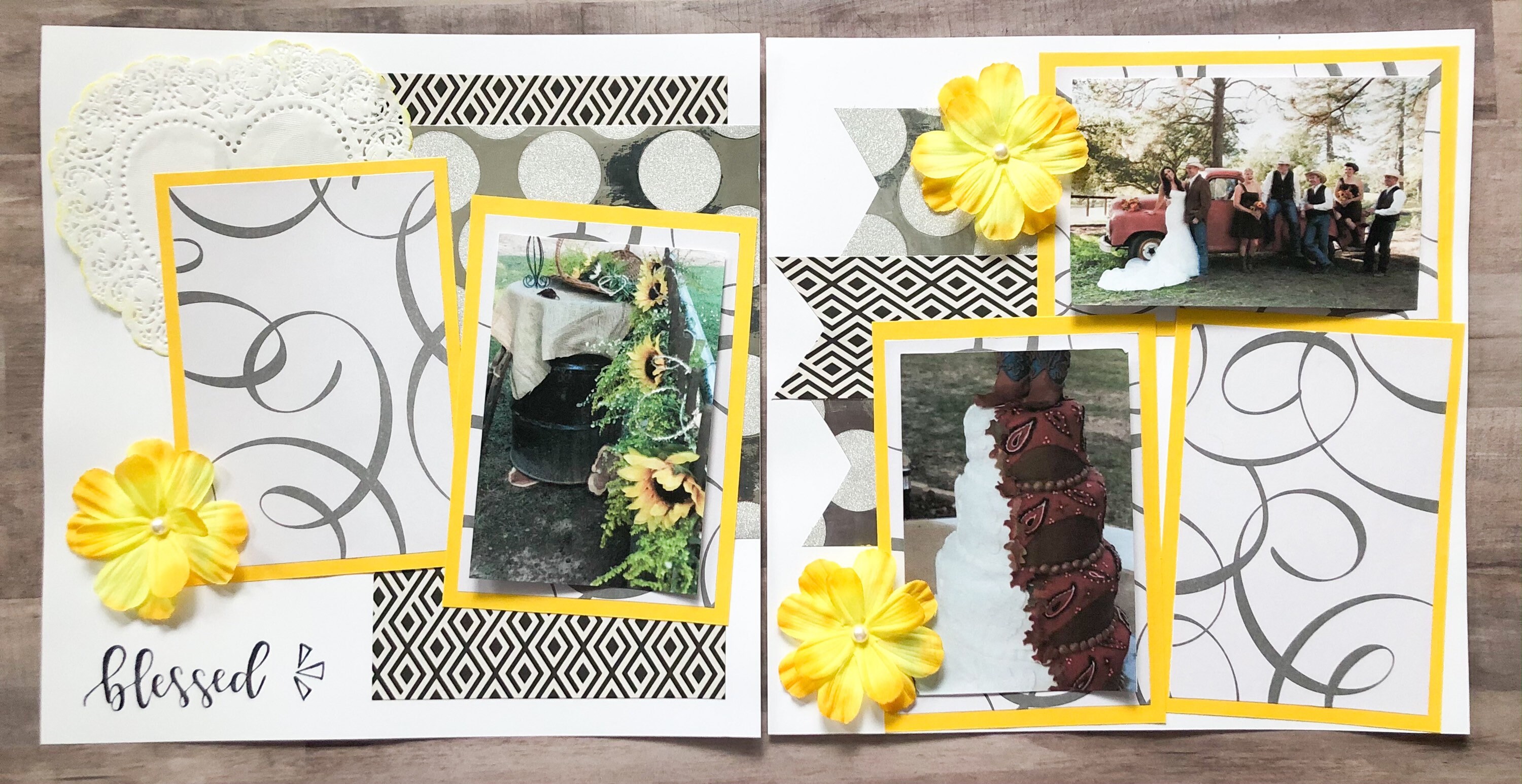 Yellow Wedding Scrapbook Pages Premade Yellow Wedding - Etsy
