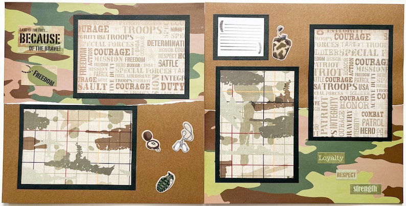 Army Scrapbook Pages - Premade Army Layout - Military Pages - Etsy