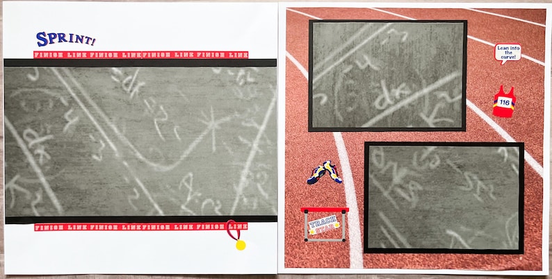 Track Scrapbook Layout - Premade Running Track Layouts - 12 by 12 ...