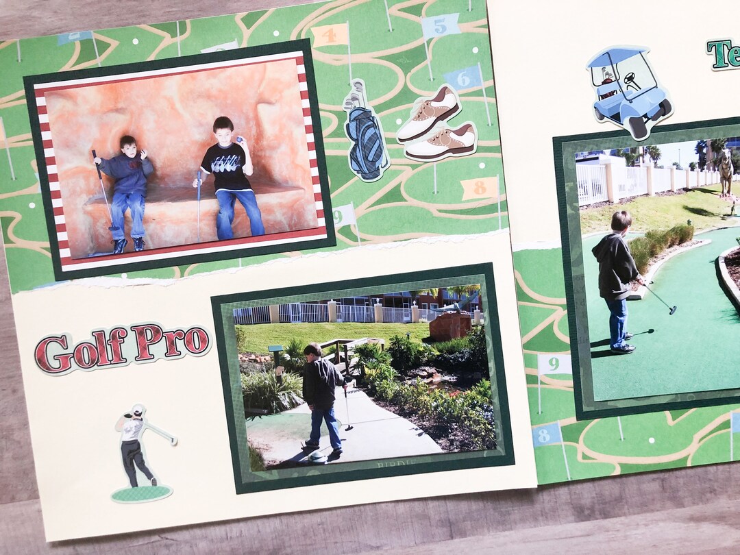 Golf Scrapbook Pages- Dad Scrapbook Layout - Premade Sports Pages - Etsy