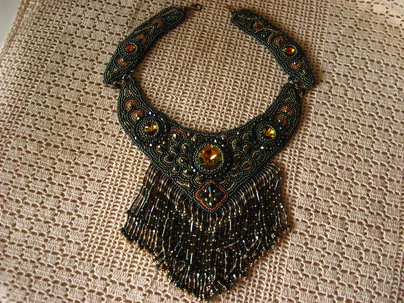 Statement Necklace Bead Embroidery - Etsy