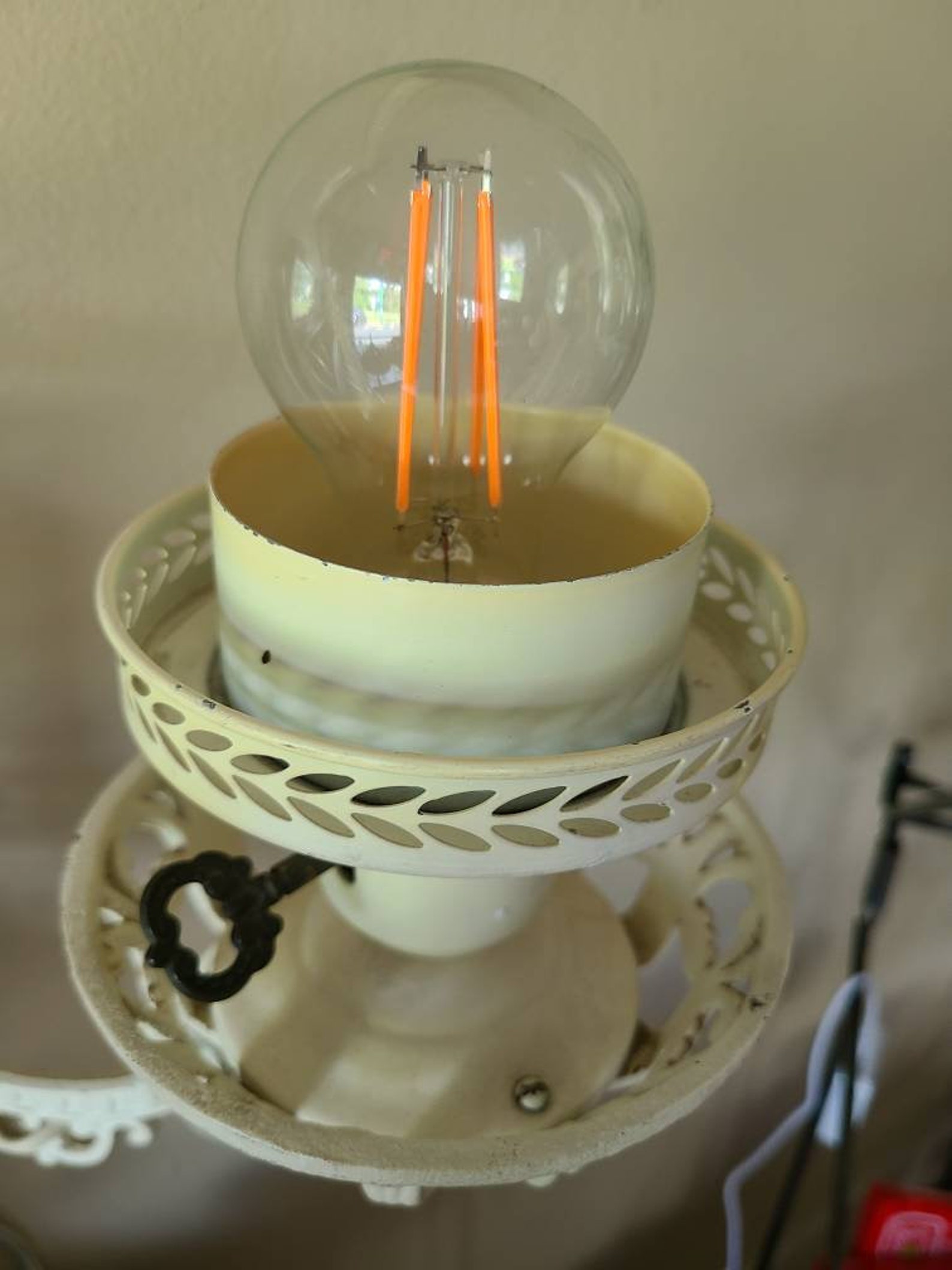 Victorian Repurposed Cast Iron Oil Lamp Holder and Light | Etsy