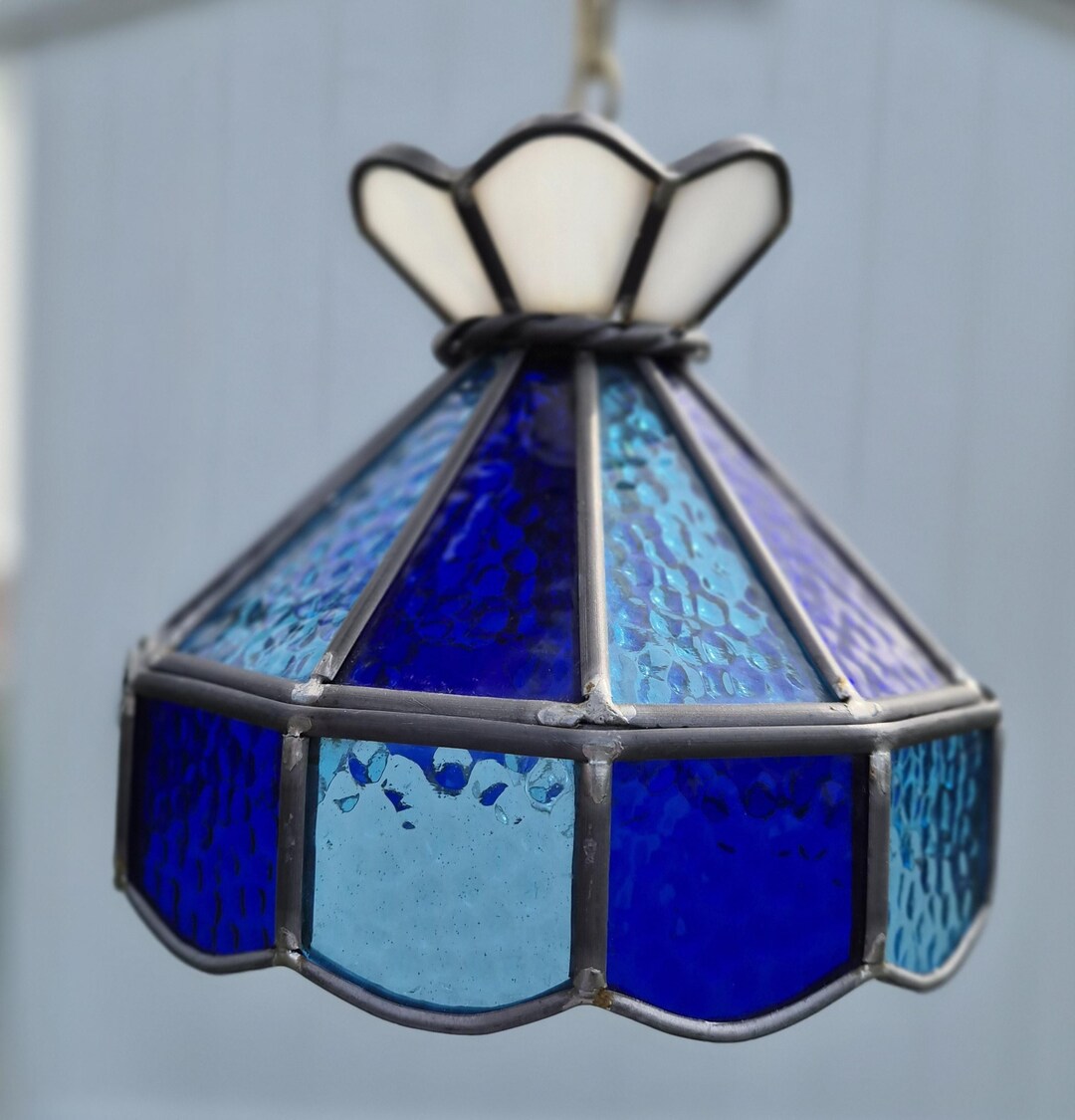 Blue Stained Glass Swag Light - Etsy