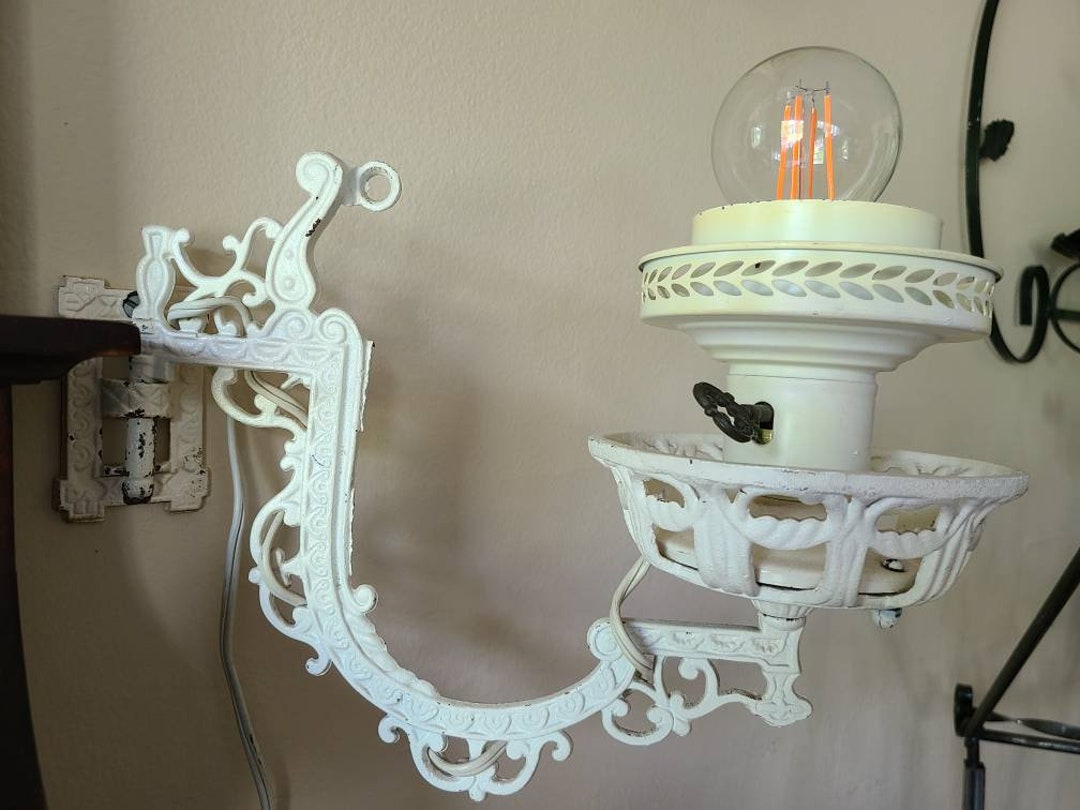 Victorian Repurposed Cast Iron Oil Lamp Holder and Light - Etsy