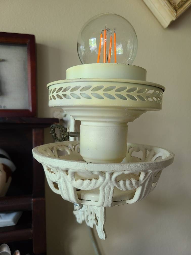 Victorian Repurposed Cast Iron Oil Lamp Holder and Light - Etsy