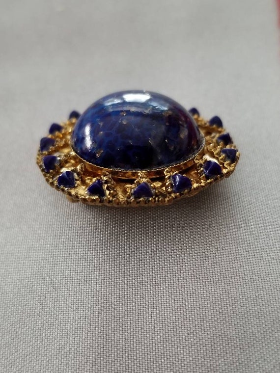 Gorgeous Blue Cabochon Lapis Brooch - Gem