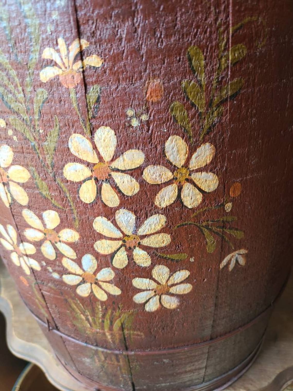 Vintage Painted Small Wood Barrel - Etsy