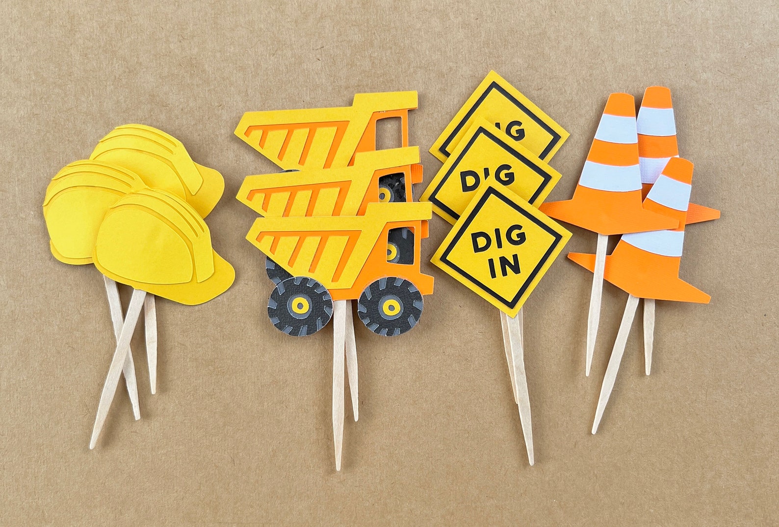 Construction Party Cupcake Toppers Construction Birthday - Etsy