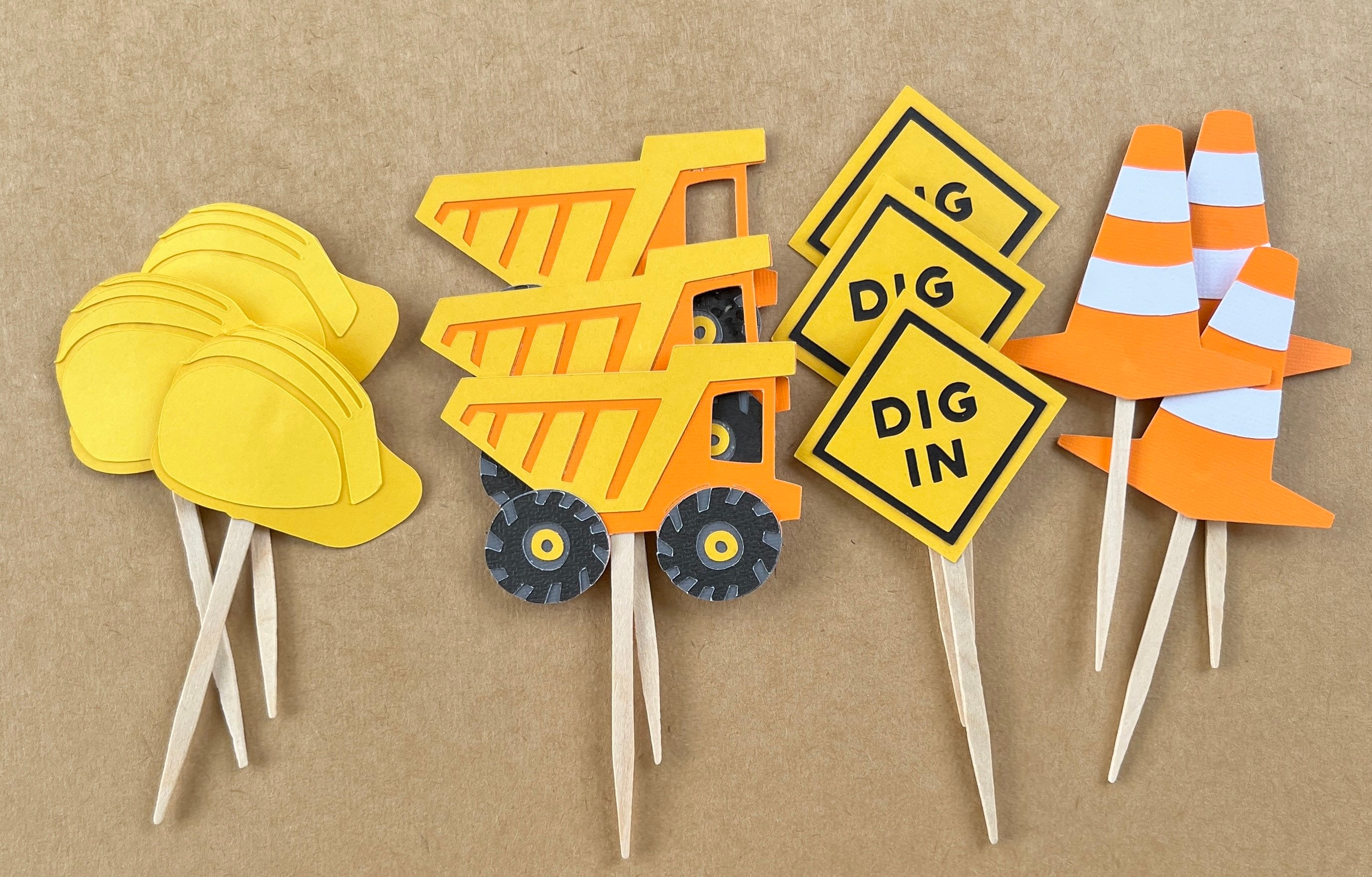 Construction Party Cupcake Toppers Construction Birthday - Etsy