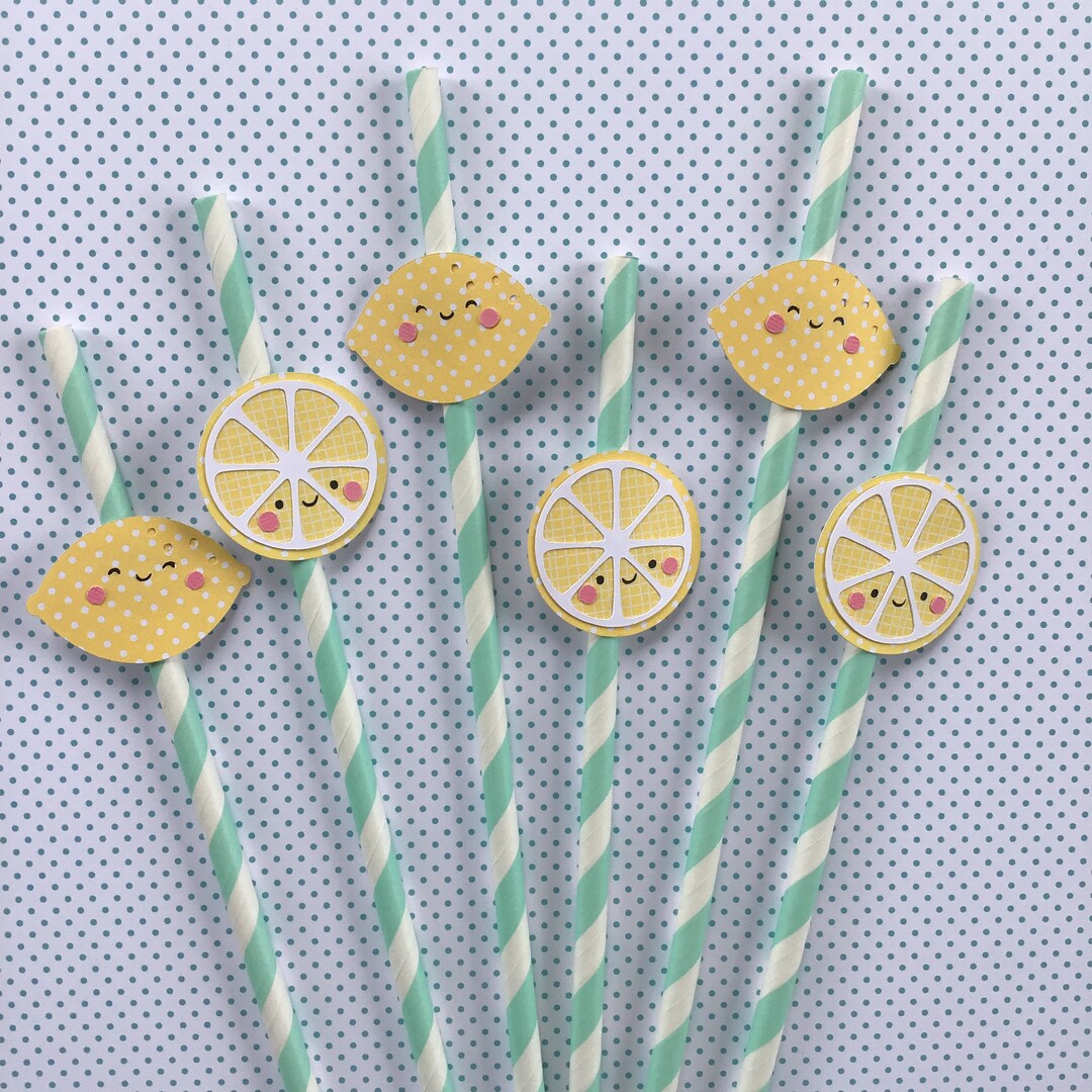 Lemonade Party Straws • Lemonade Stand • Lemon Party Decor • Lemon ...