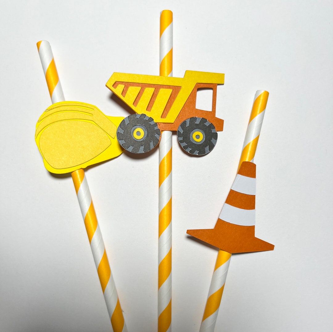 Construction Party Straws • Construction Party Decorations ...