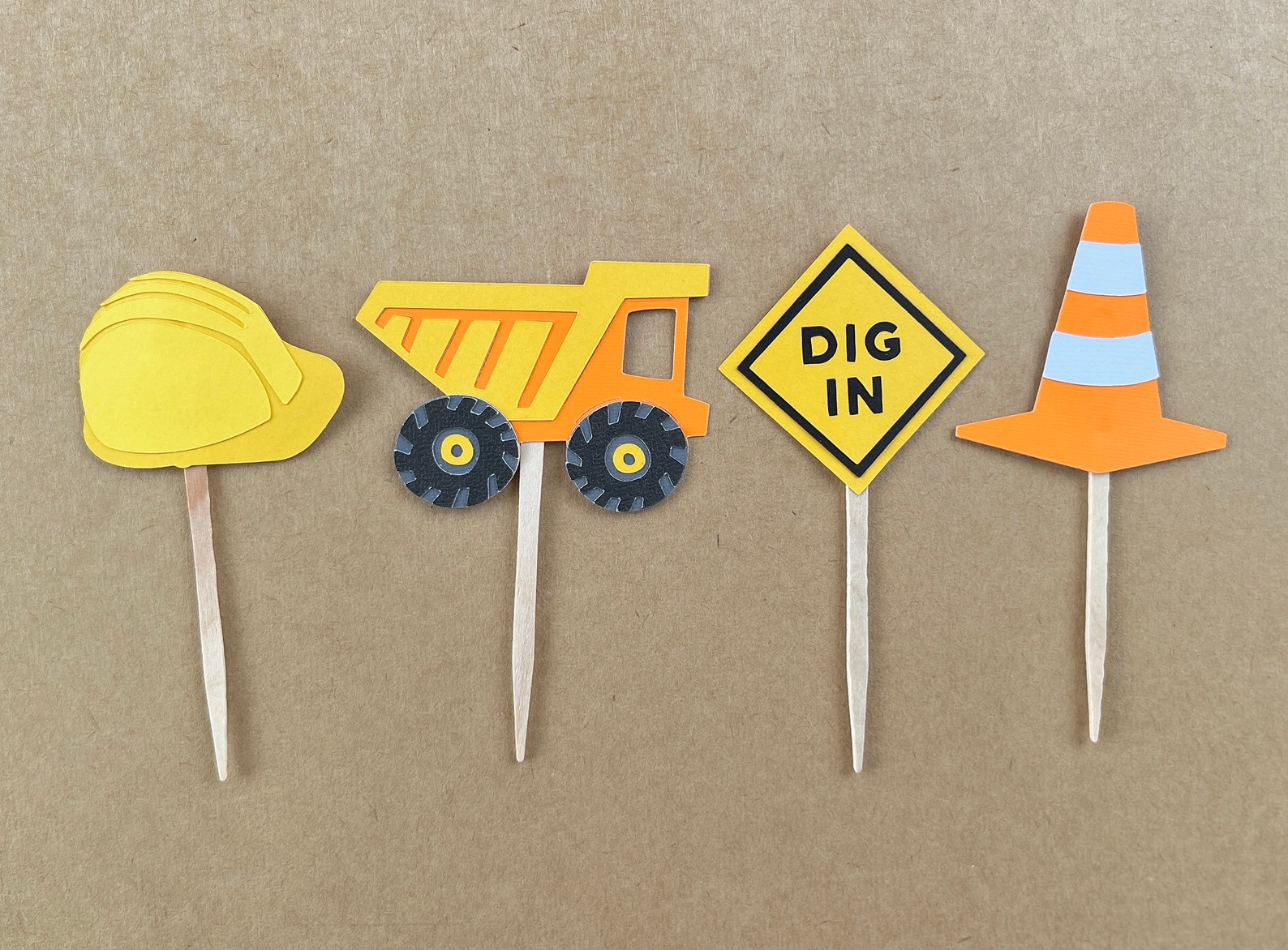 Construction Party Cupcake Toppers Construction Birthday - Etsy