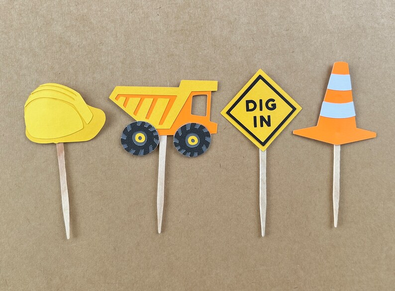 Construction Party Cupcake Toppers Construction Birthday - Etsy