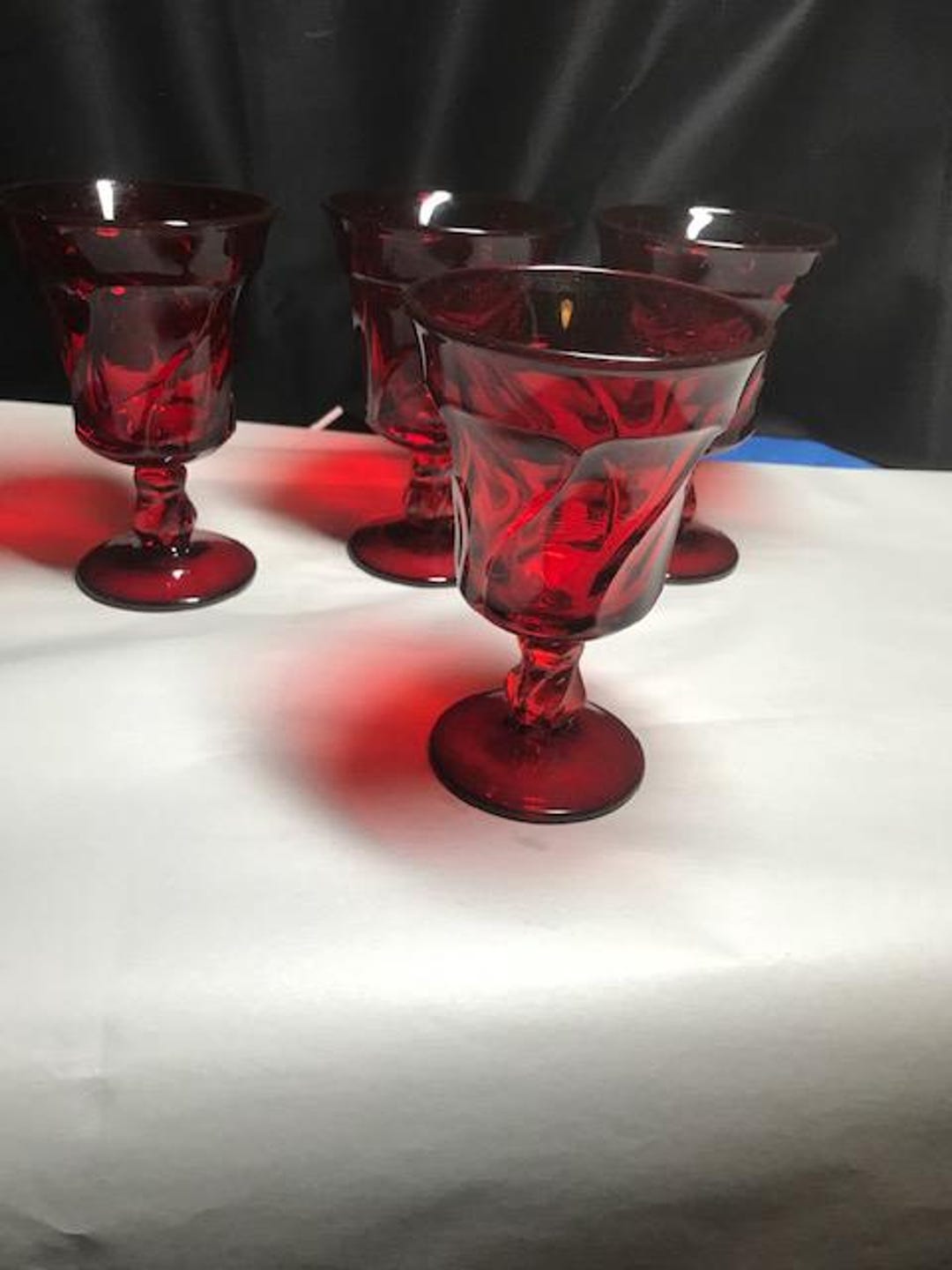 FREE SHIPPING- Vintage Set of 4- Fostoria Ruby Red Jamestown Water ...