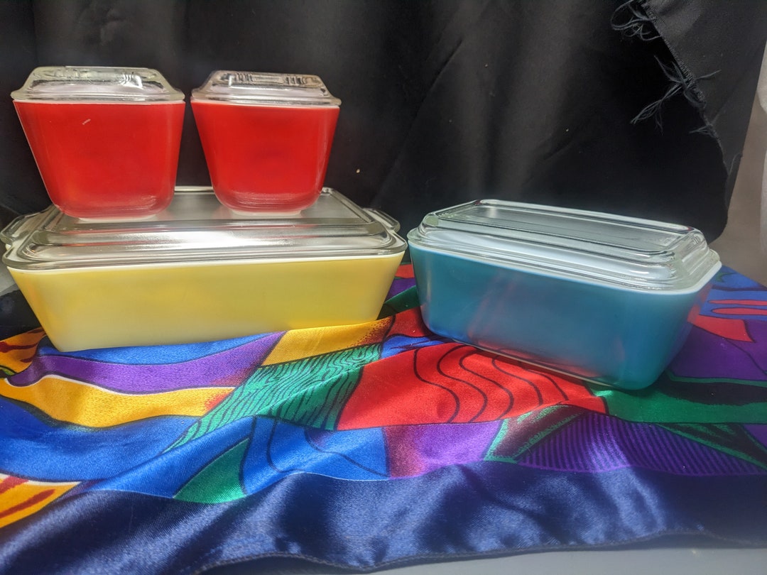 FREE SHIPPING- Vintage 8 Pc. Primary Colored Pyrex Refrigerator ...