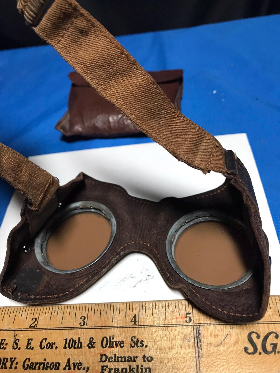 FREE Shipping-vintage WWII Era German Dust Goggles With Tinted Stitched ...