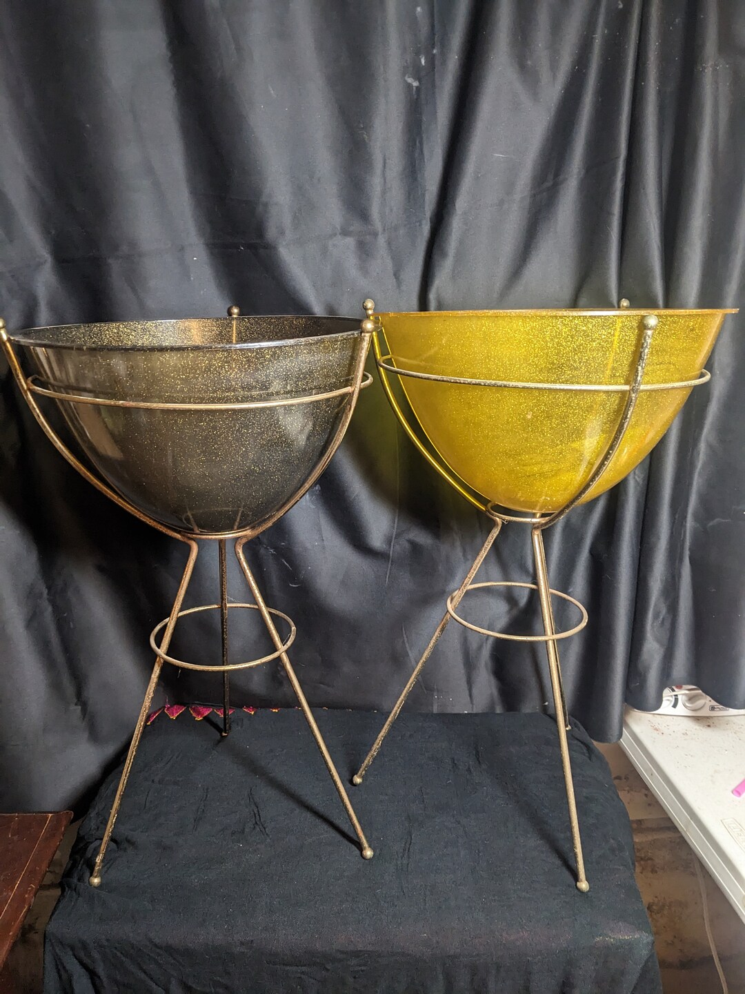 FREE Shipping-pair of Mid Century Modern Atomic Tripod Style Brass ...