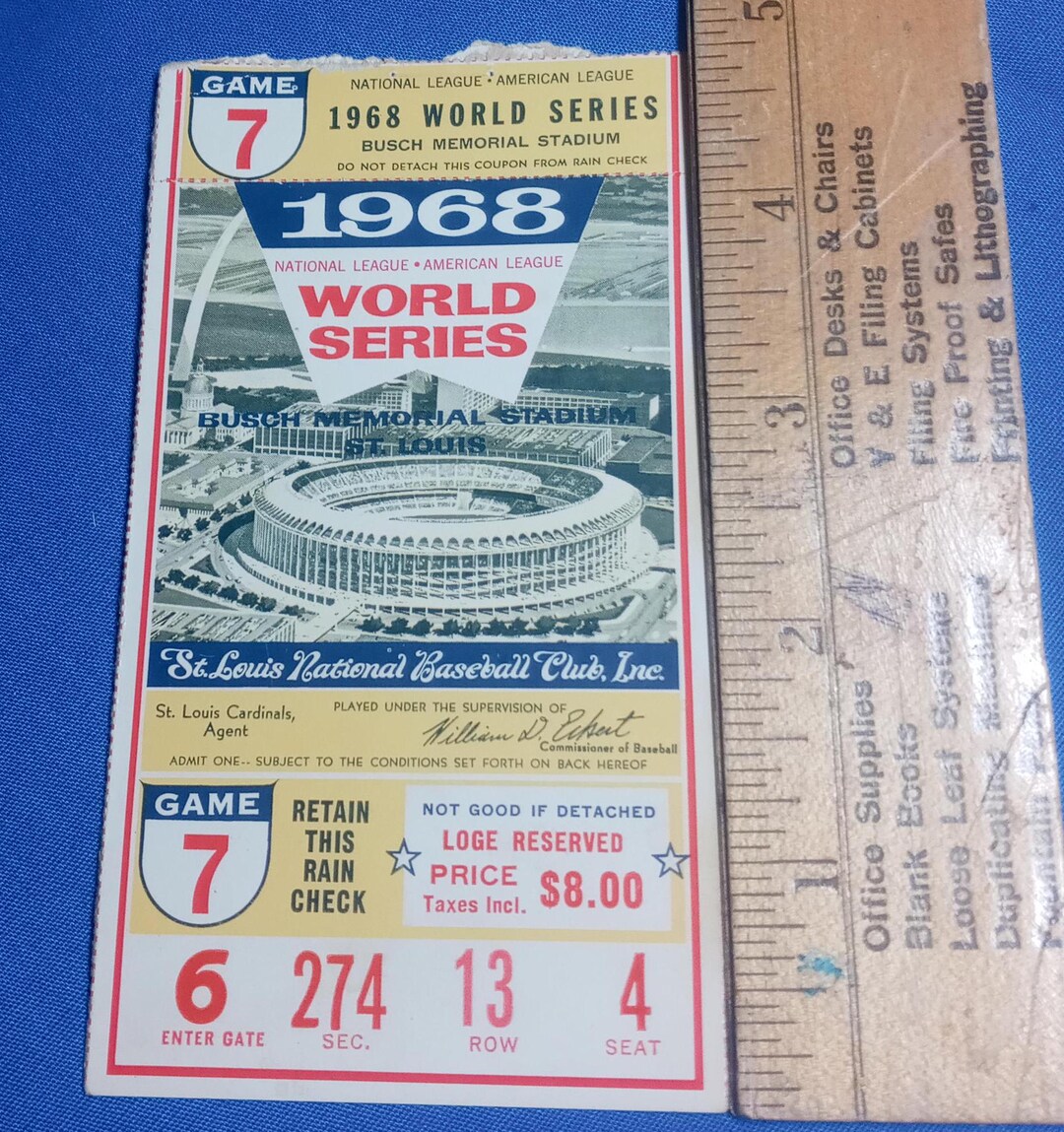 FREE SHIPPING- Vintage 1968 World Series Ticket for Game 7. Detroit ...