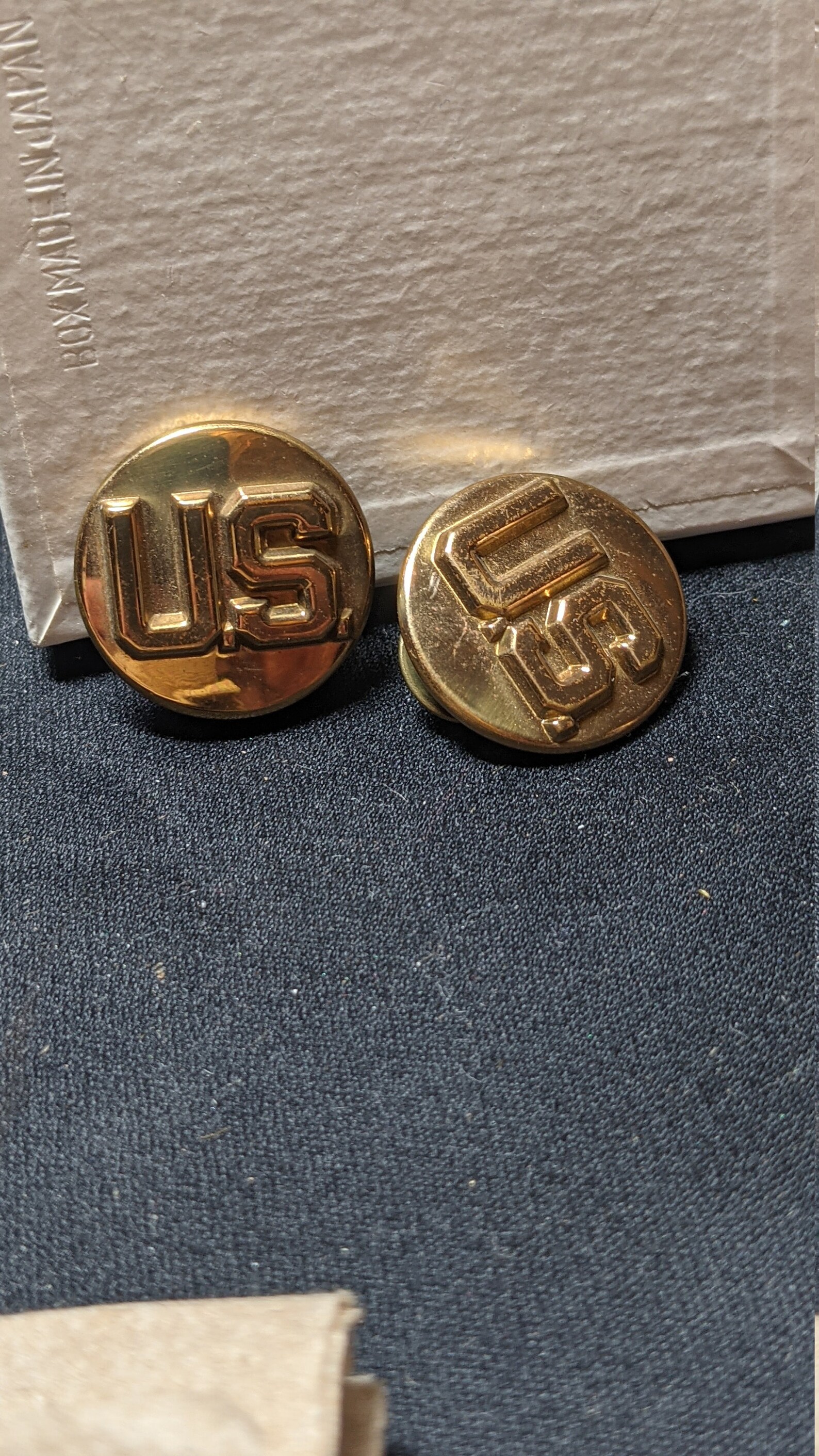 FREE SHIPPING- Pair of 2 Shiny, Brass U.S. Army Lapel/collar Pins With ...