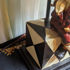 FREE SHIPPING- Vintage Desk Lamp- Red, White & Black Harlequin Jester ...