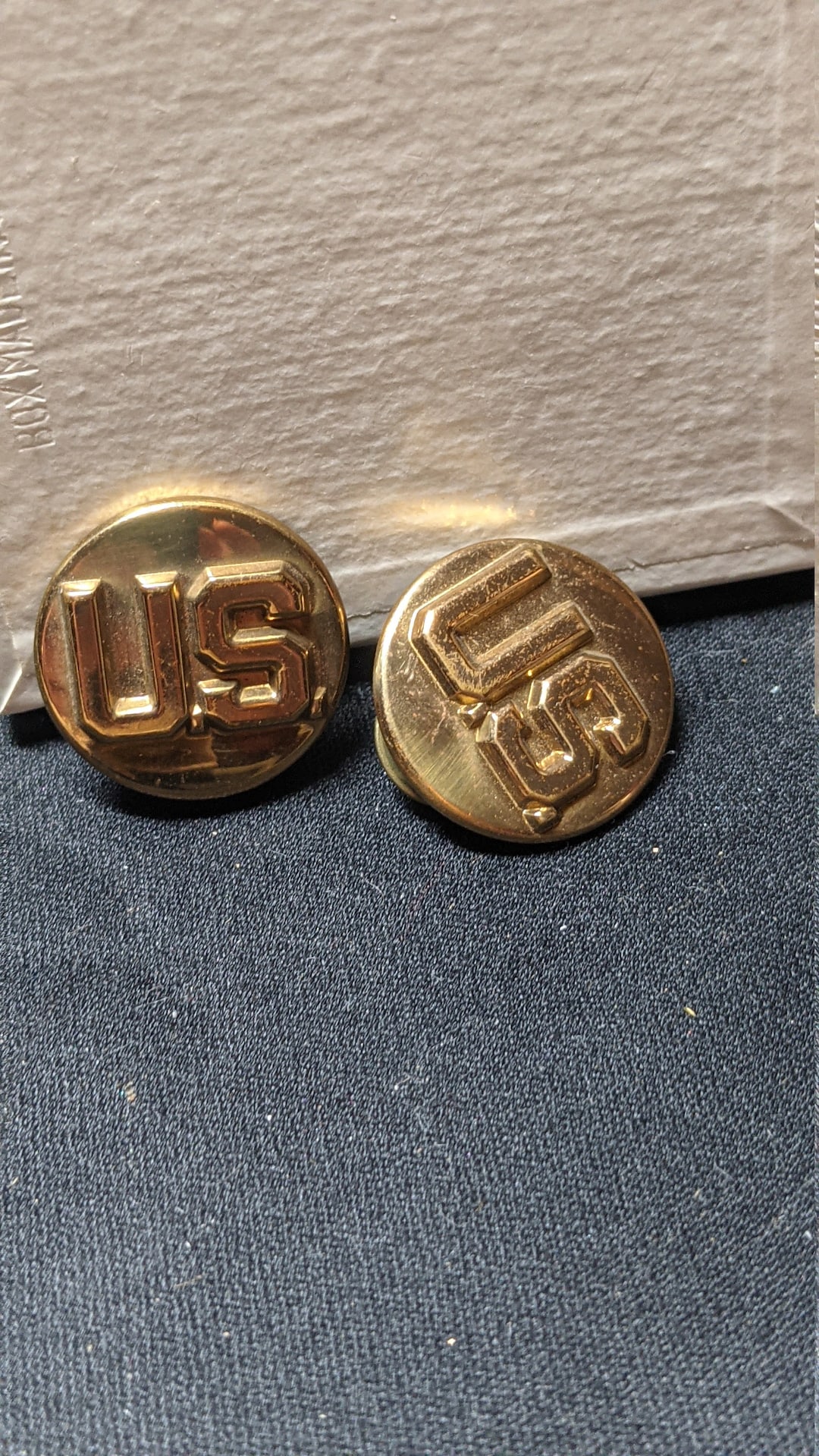 FREE SHIPPING- Pair of 2 Shiny, Brass U.S. Army Lapel/collar Pins With ...