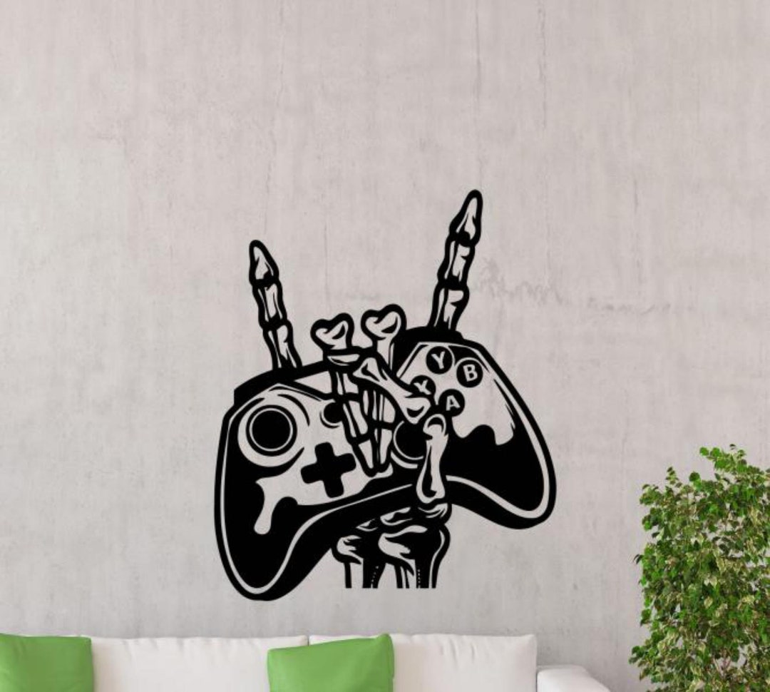 Skeleton Hand Controller Wall Decal Vinyl Sticker Video Game Decor ...